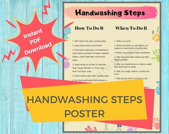 Hand Washing Poster - Etsy