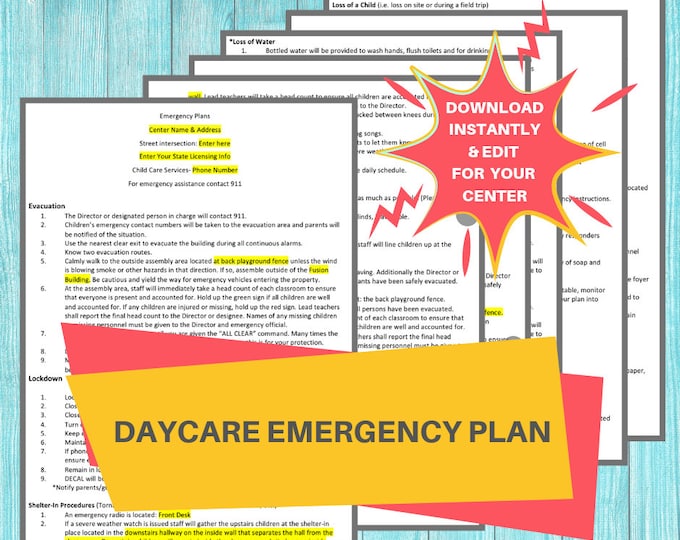 Emergency Action Plans Home Daycare, Daycare Center, Childcare ...