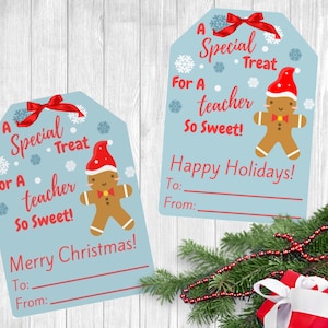 TEACHER GIFT TAGS / Printable Christmas Gingerbread Gift Tags for ...