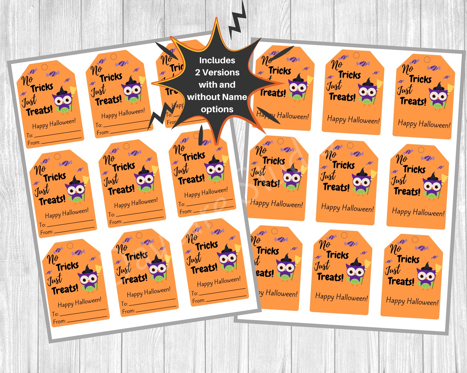 Halloween Gift Tags Printable / Cute Owl Treat Gift Tags / Cookie and ...