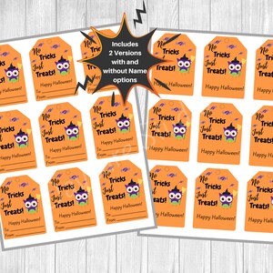 Halloween Gift Tags Printable / Cute Owl Treat Gift Tags / Cookie and ...
