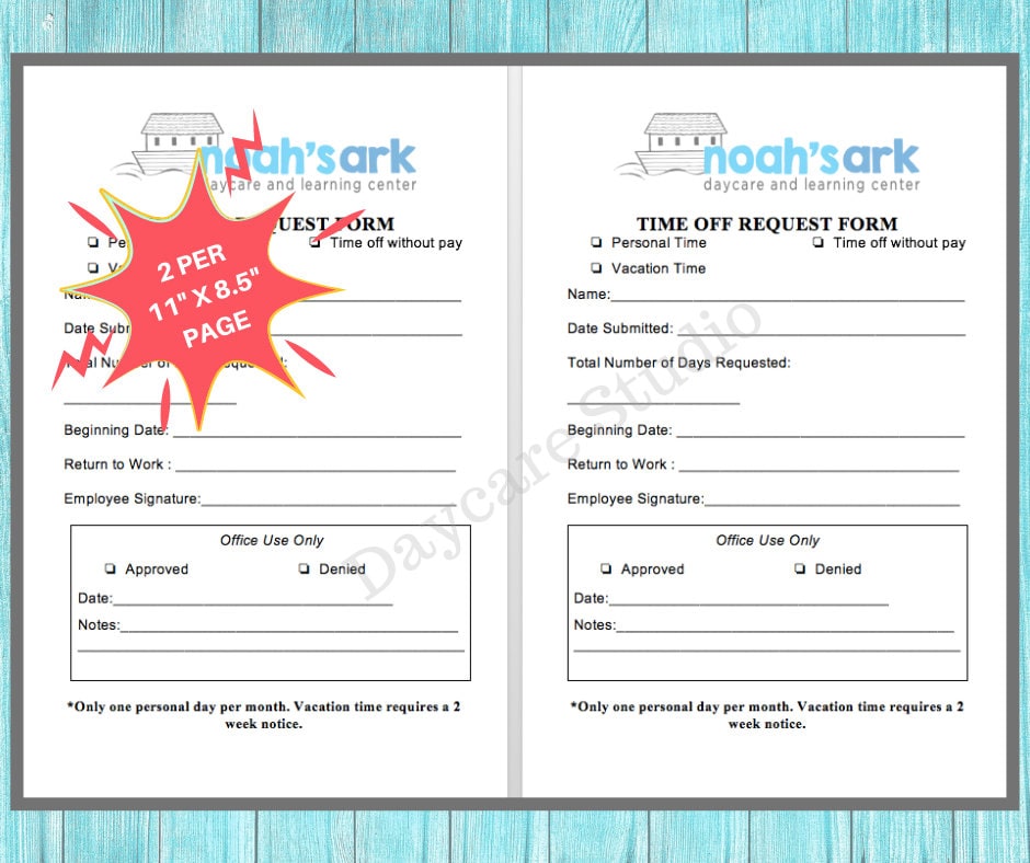 Employee Time off Request Form: Editable Word Document (digital ...