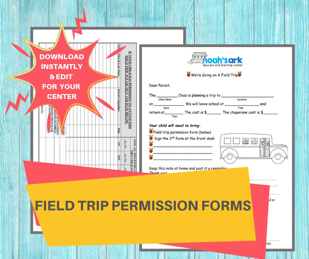 Daycare Field Trip Forms: Printable Childcare Permission Slip (PDF) - Etsy