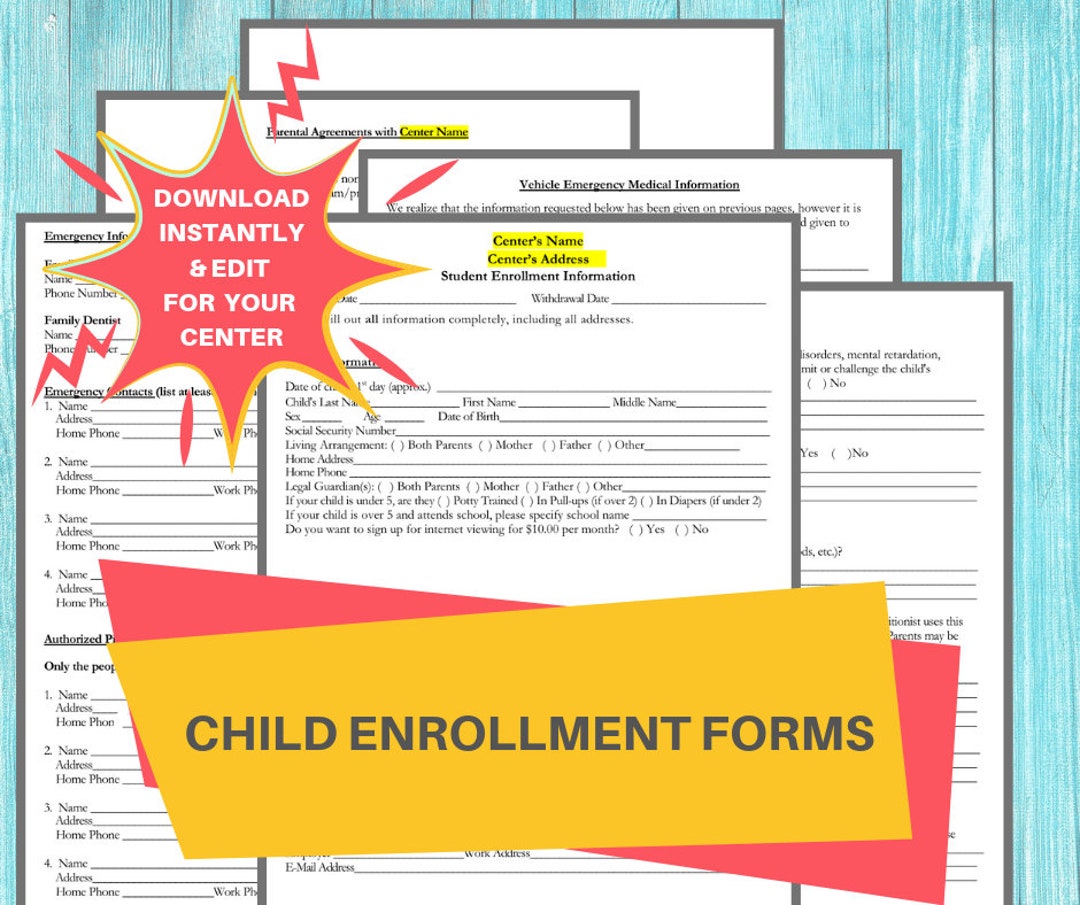 Daycare Enrollment Forms: Childcare Center Contract (editable Word ...