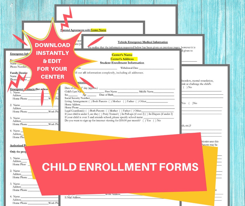 Daycare Forms Super Package: 108+ Printable Child Care Forms (digital ...