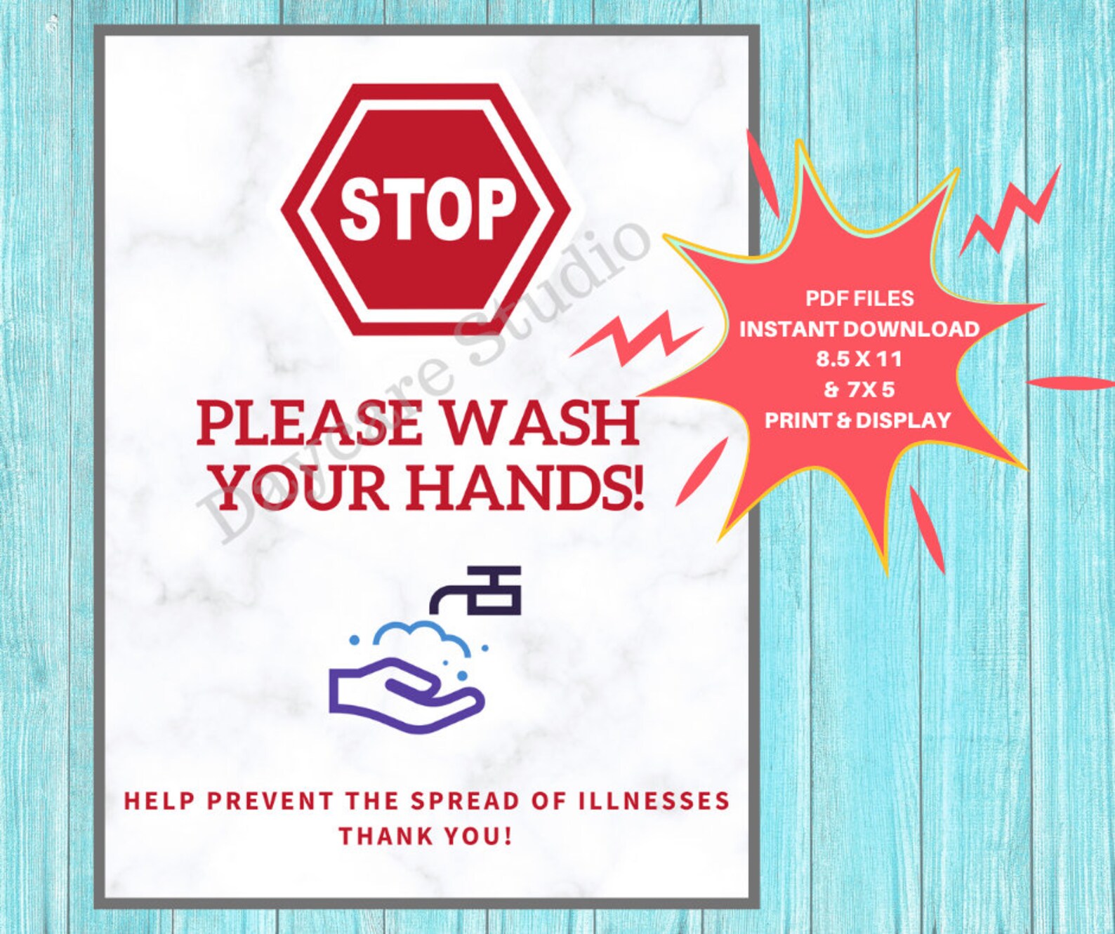 CLEAN YOUR HANDS Daycare Printable Please Wash Your Hands Sign /clean ...