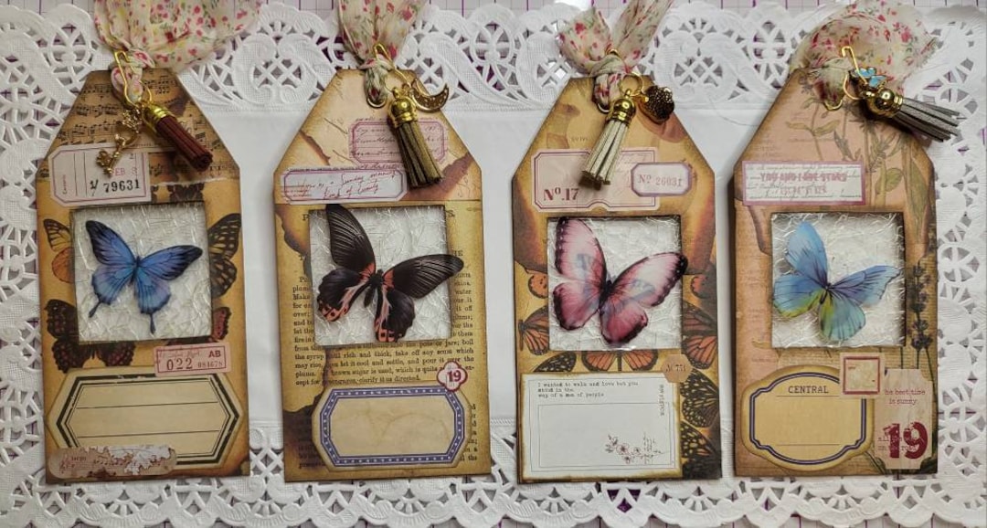 Set of 4 Handmade Large Window Tags Journalling Scrapbook - Etsy