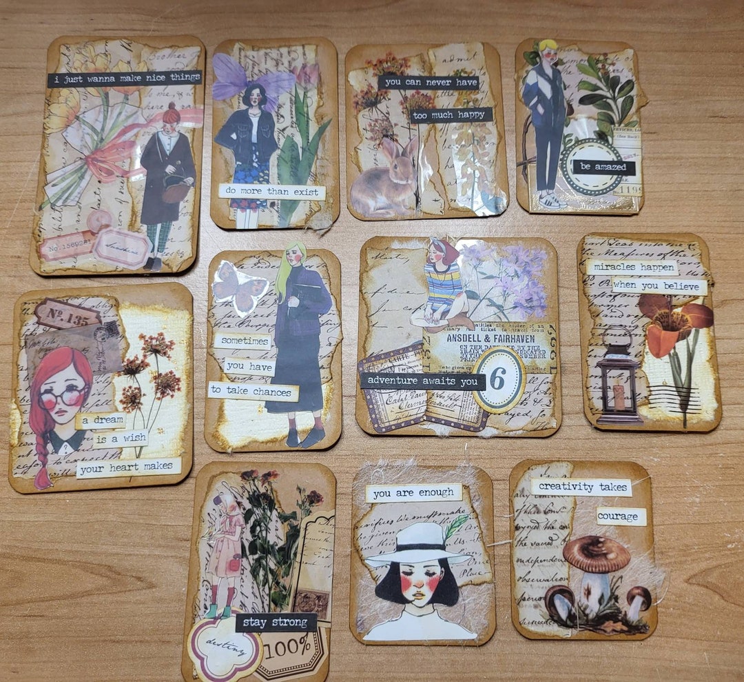 Set of 11 Handmade Journal Cards Journaling Scrapbooks - Etsy