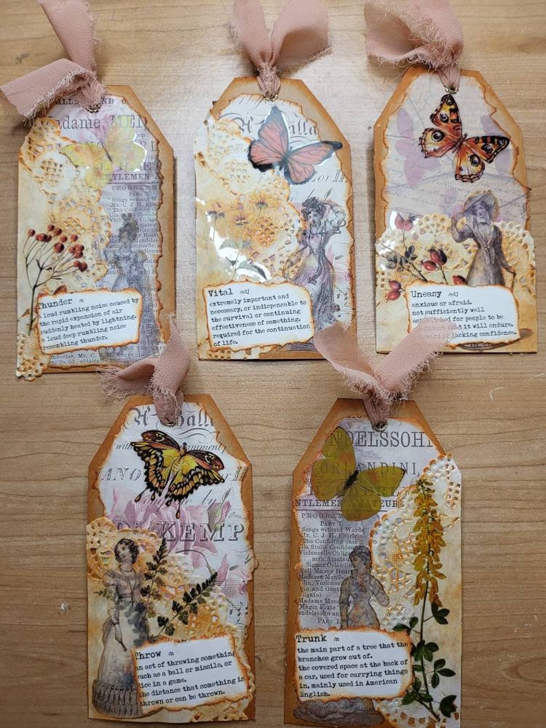 Set of 5 Handmade Journal Mixed Media Tags - Etsy