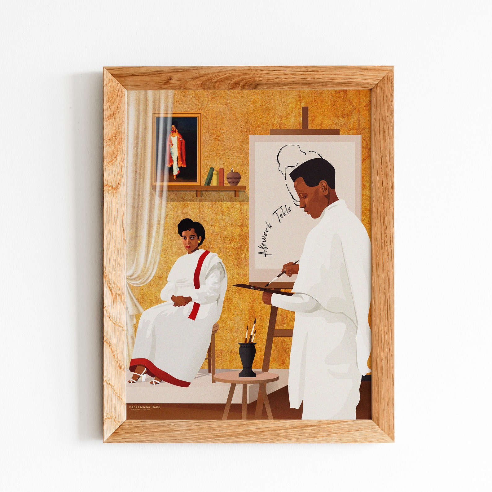 Afewerk Tekle Poster, Ethiopian Inspired Art, Vibrant & Authentic ...