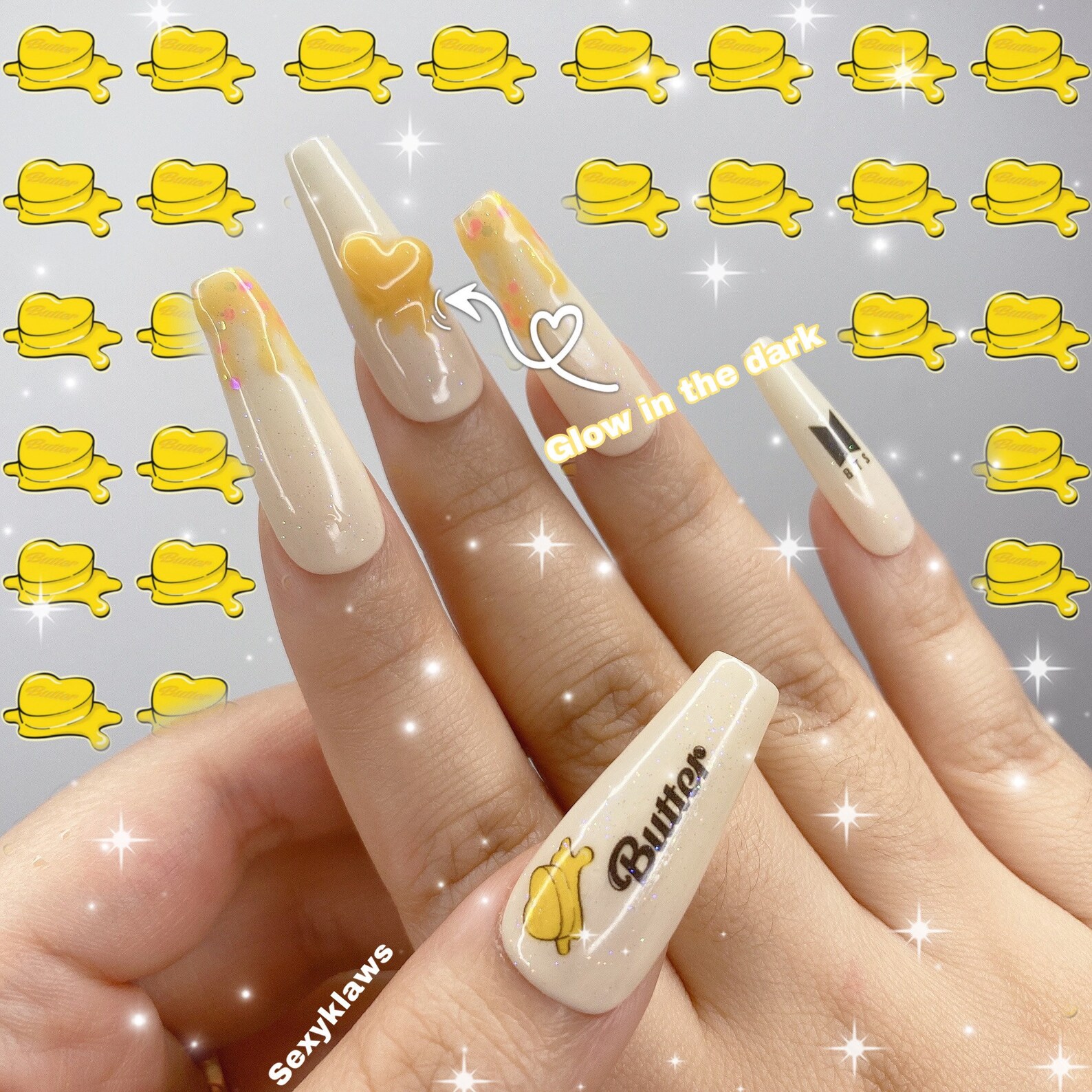 BTS Butter Inspired Press Ons / Kawaii / False Nails/ 3d Nail - Etsy
