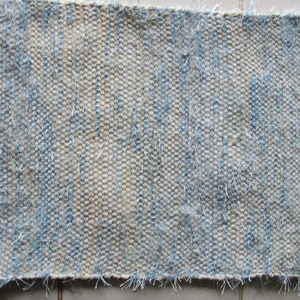 Handwoven Table Runner in Blue and White With Fun Fuzzy Blue Eyelash ...