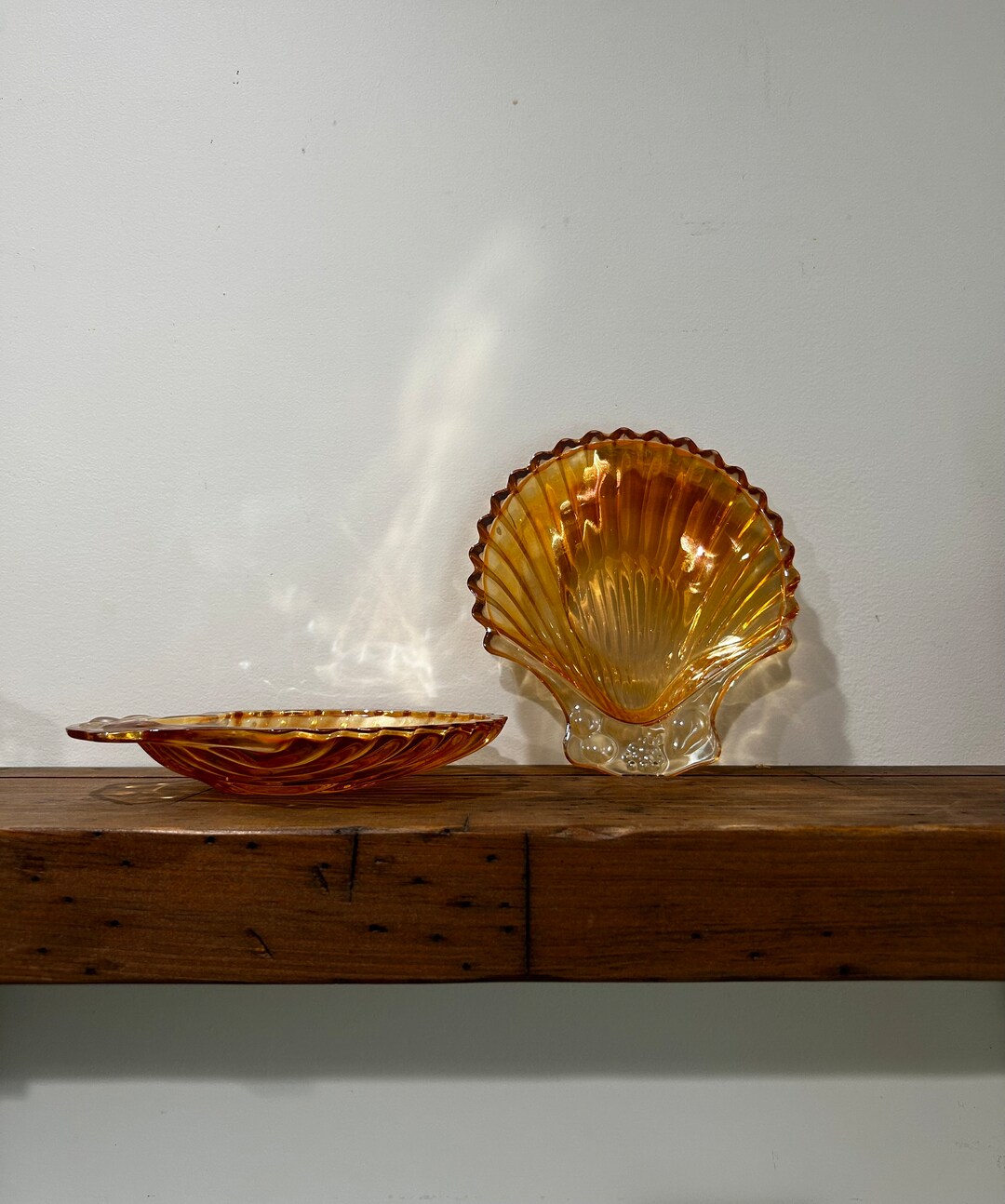Vintage Carnival Glass Shell Dishes - Etsy