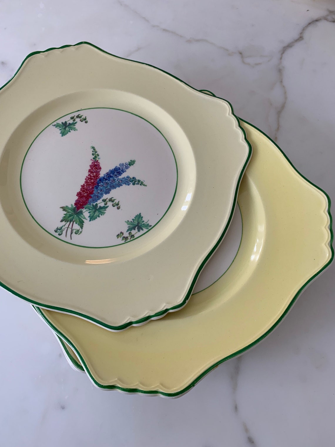 Royal Denby Yellow Larkspur Square Plates - Etsy