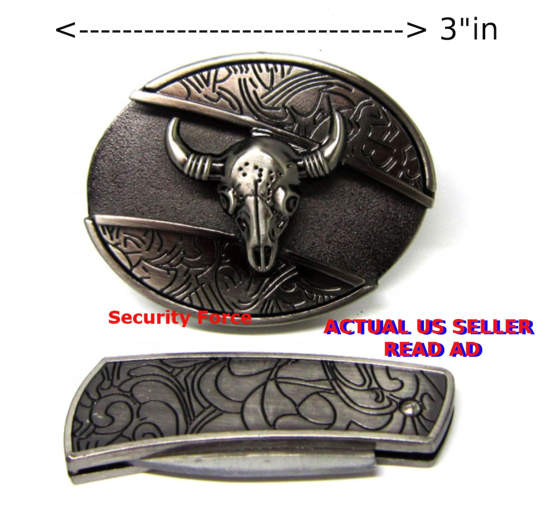 Cowboy Metal Belt Buckle With Utility Knife - Etsy