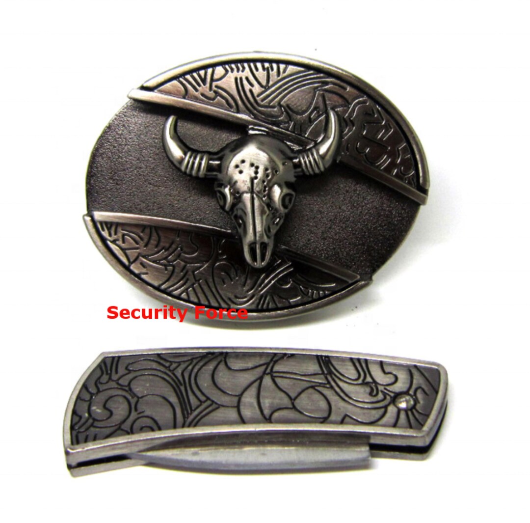 Bull Skull Belt Buckle Knife - Etsy