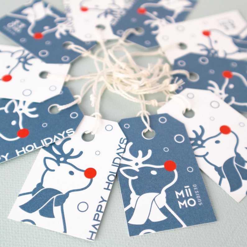 Christmas Holiday Gift Tags, Reindeer Gift Tags, Gift Wrapping, Gift ...