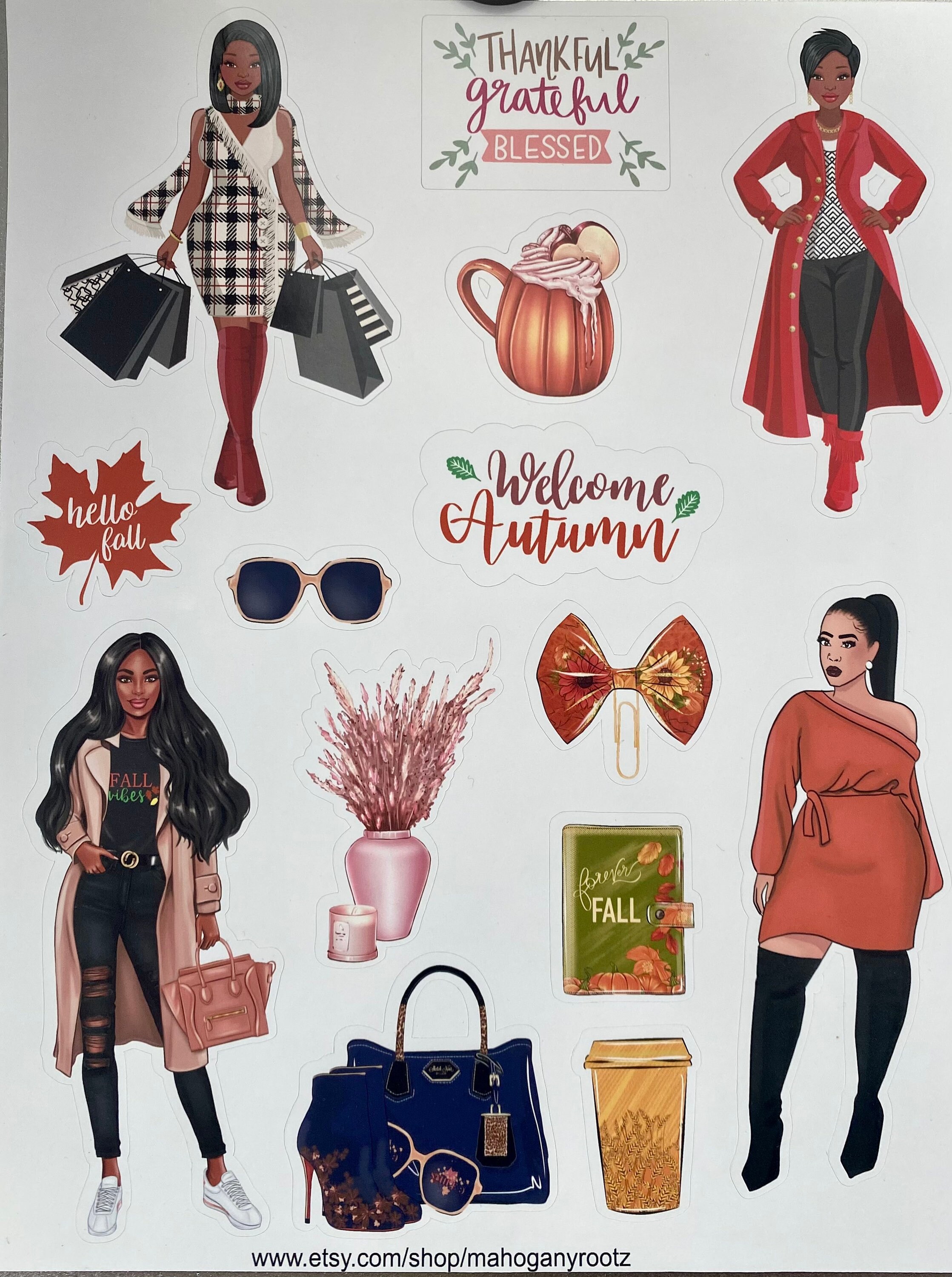 Fall Stickers-bonus Packafrican American Stickersautumn | Etsy
