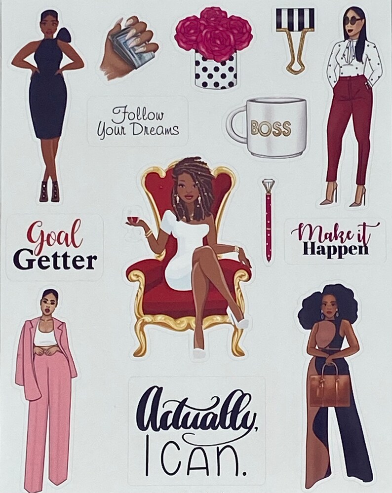 African American Boss Babe Sticker Bundle girl Bossblack - Etsy