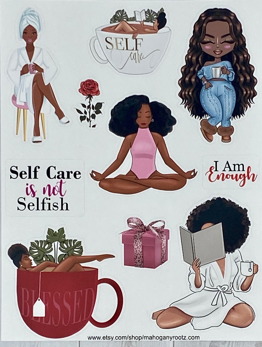 Self-care Stickers |self-love| African American Stickers| |black Girl ...
