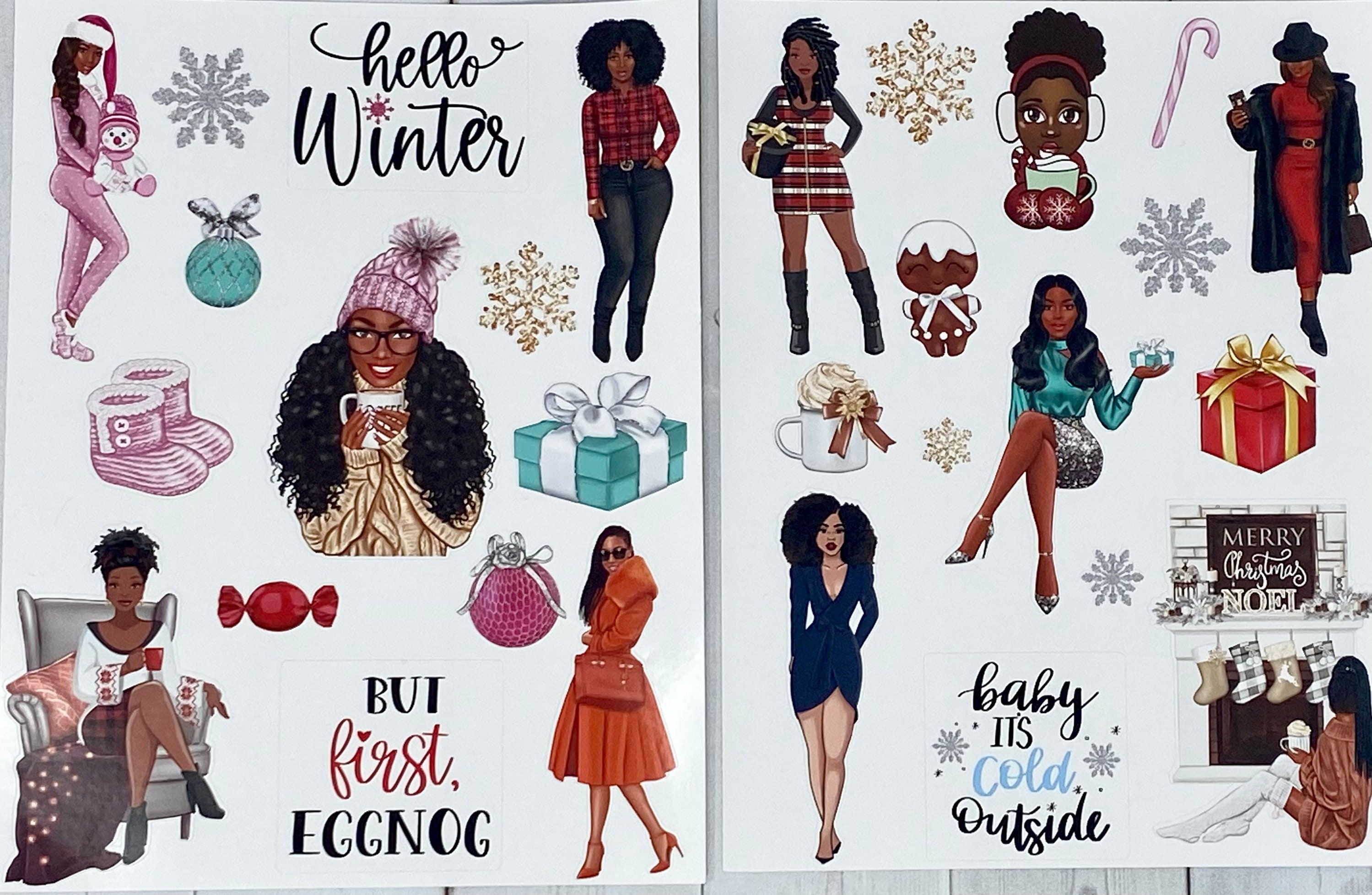 Winter Stickers-vol1african American Stickerschristmas - Etsy