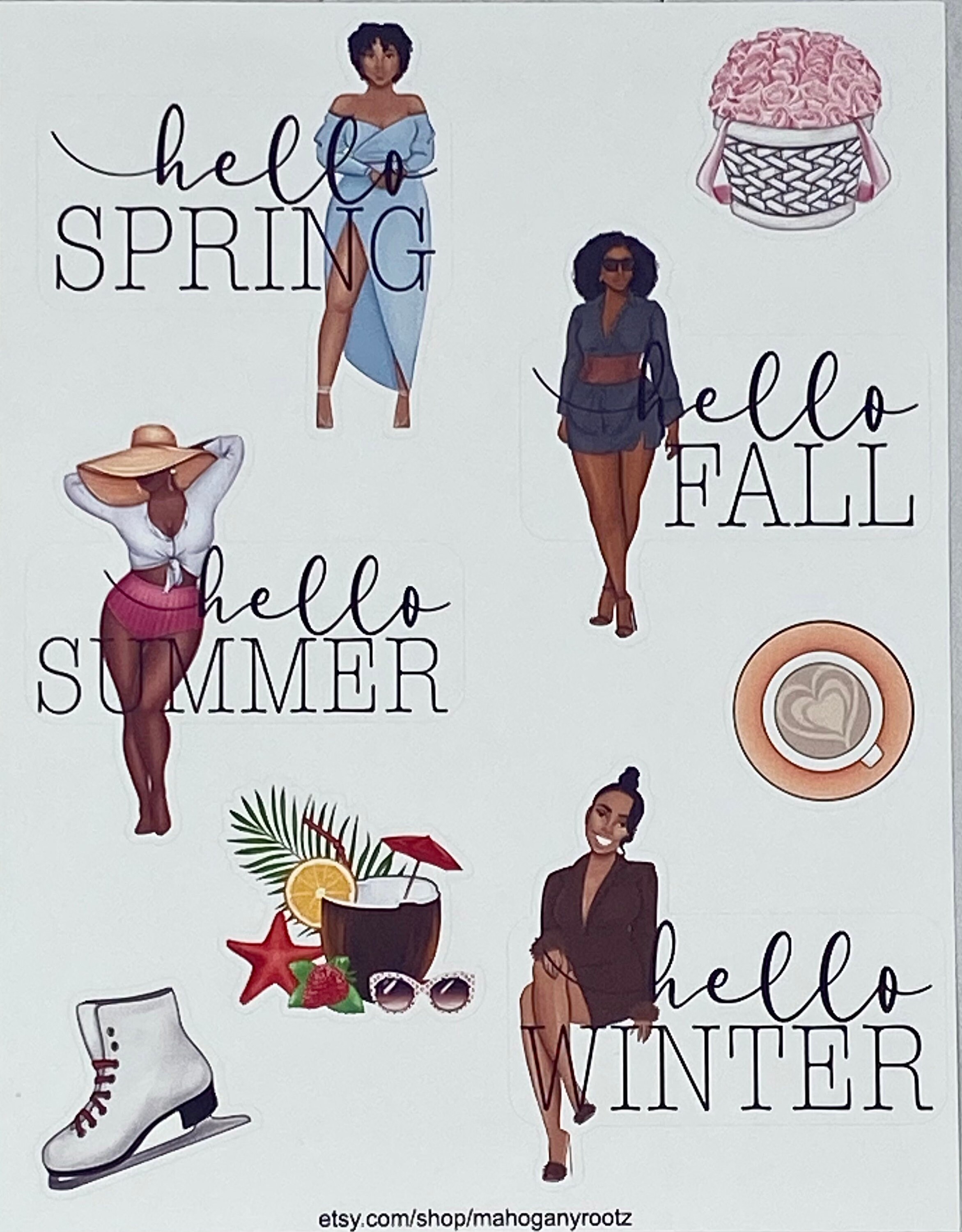 African American Hello Months Stickerscurvy Girl - Etsy