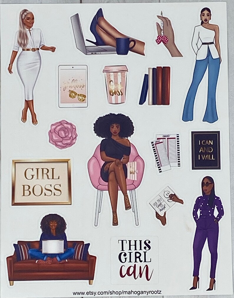 African American Boss Babe Sticker Bundle girl Bossblack - Etsy