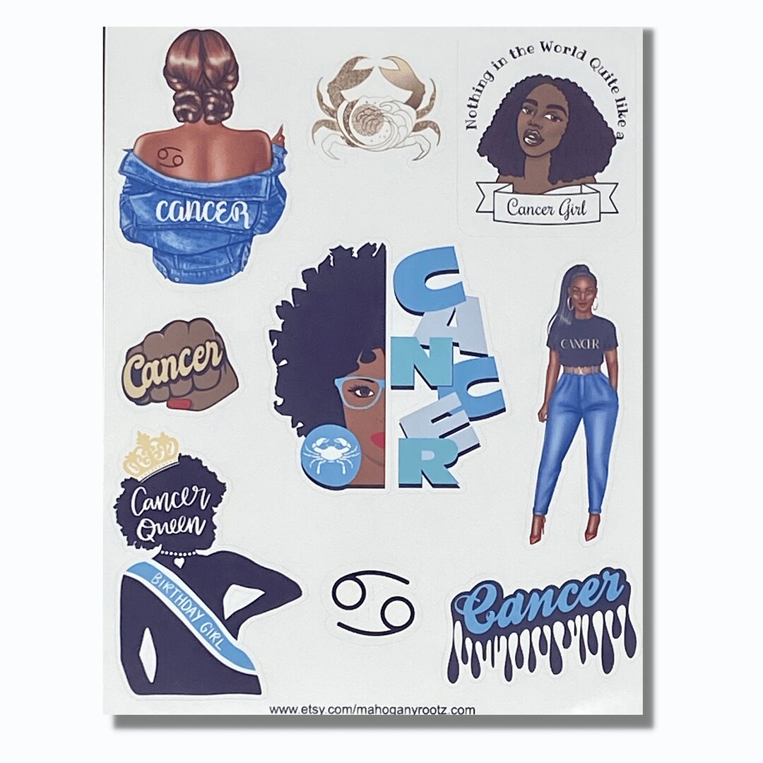 Cancer Zodiac Stickersafrican Americanblack Girl Stickersplanner ...