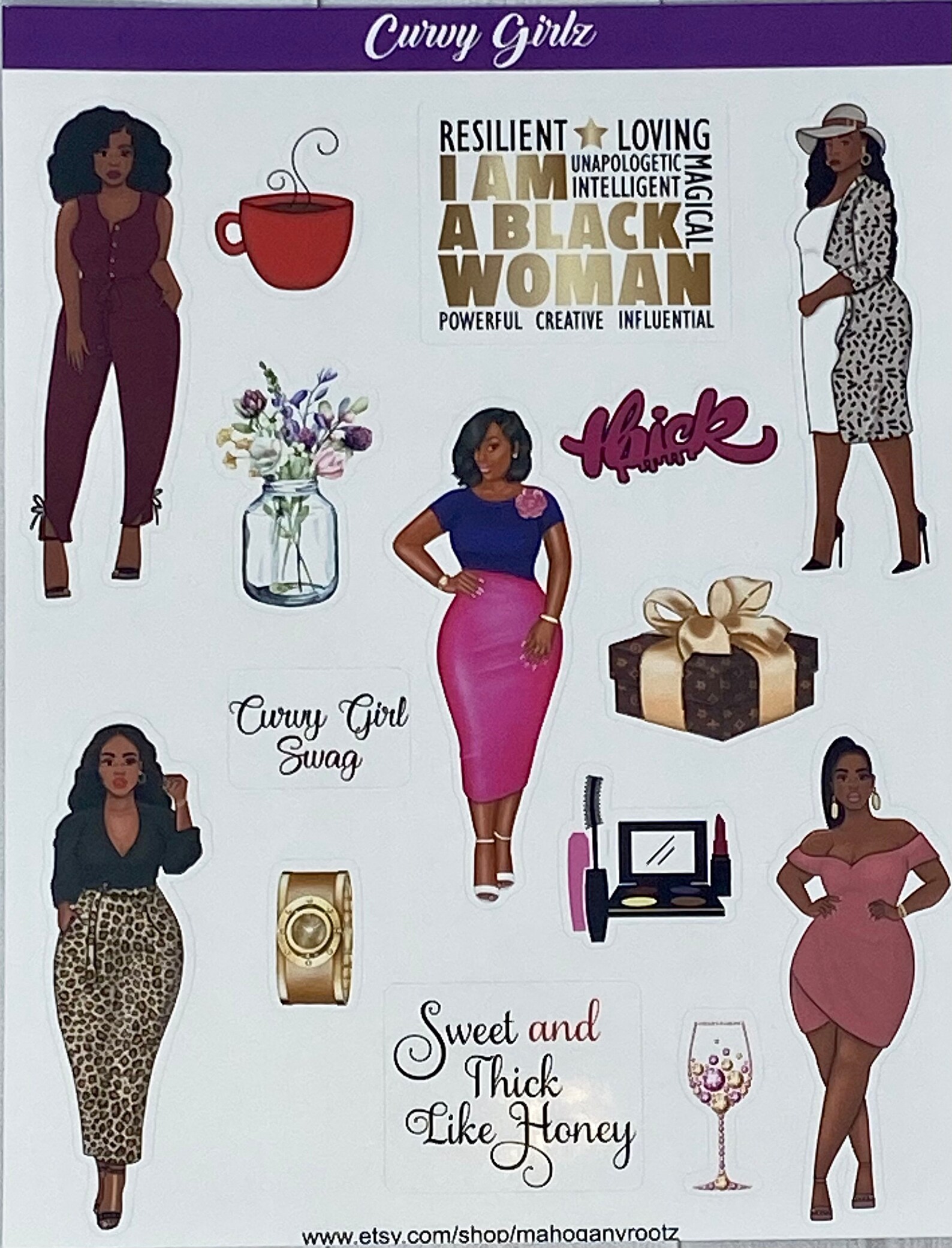 Curvy Girl Bundle Stickersafrican American Stickersplanner - Etsy