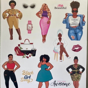 Curvy Girl Stickersafrican American Stickersplanner Stickersblack Girl ...