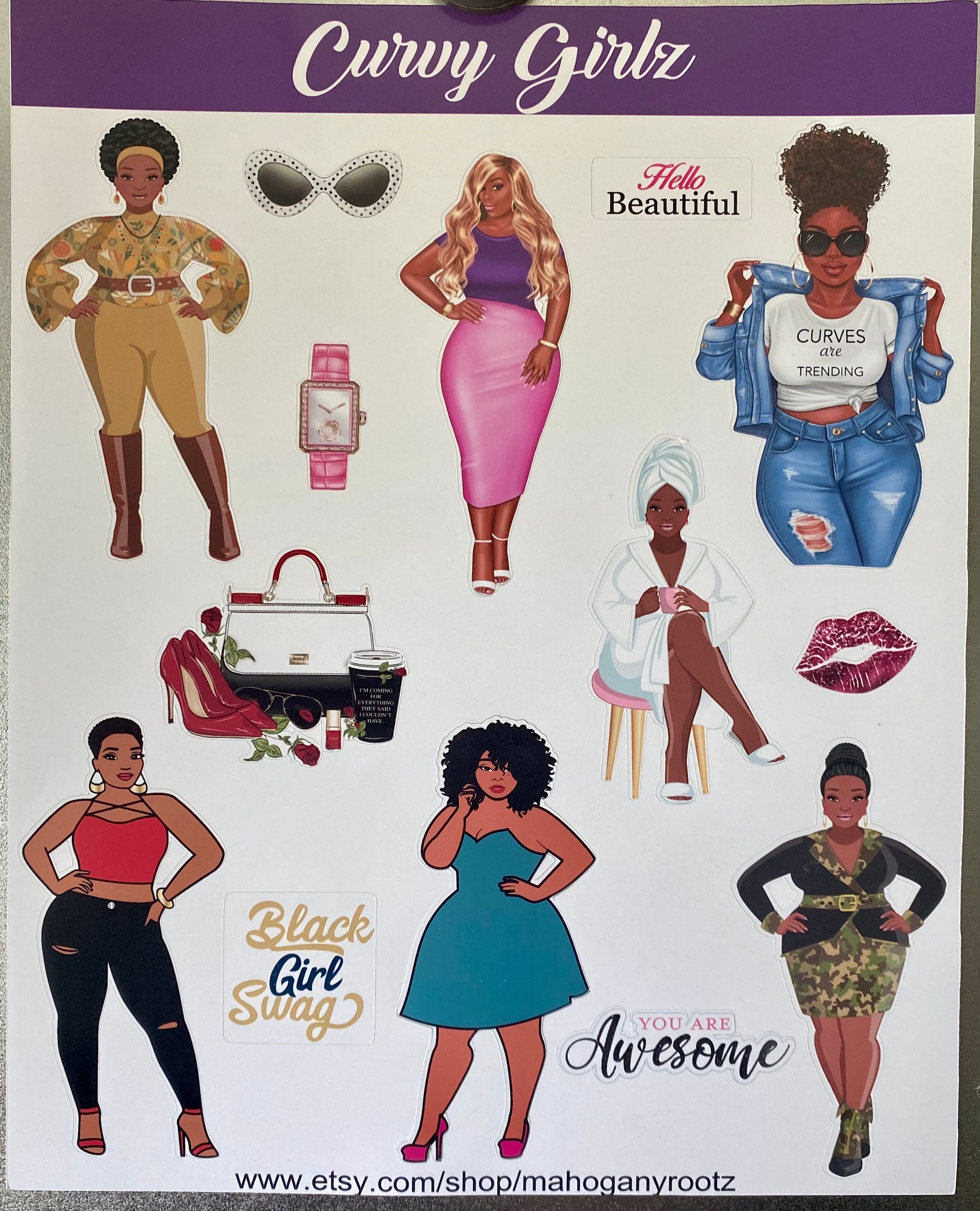 Curvy Girl Stickersafrican American Stickersplanner - Etsy
