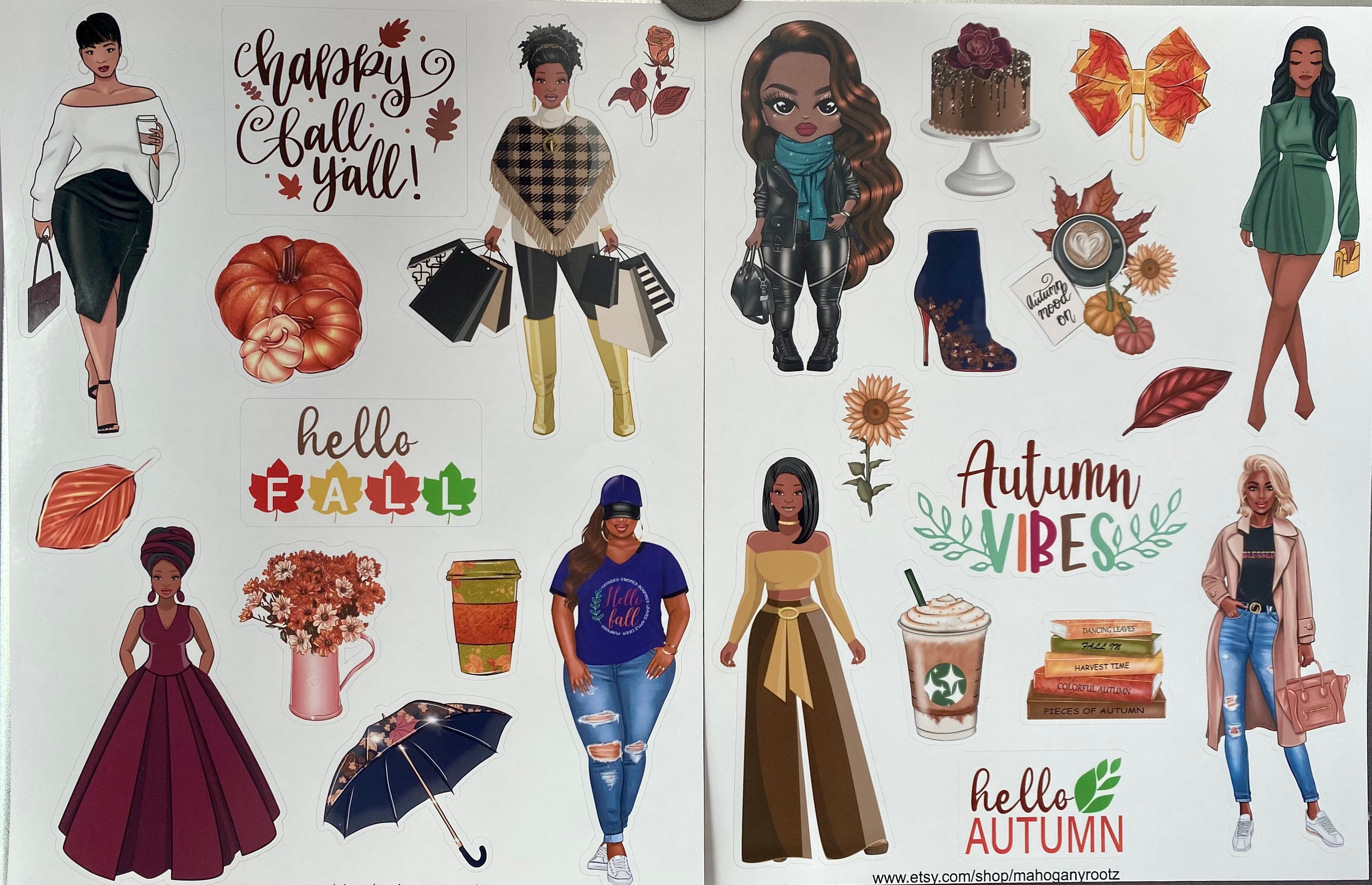 Fall Stickersafrican American Stickersautumn - Etsy