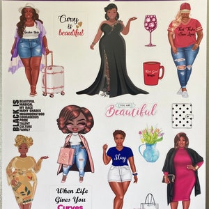 Curvy Girl Stickersafrican American Stickersplanner - Etsy