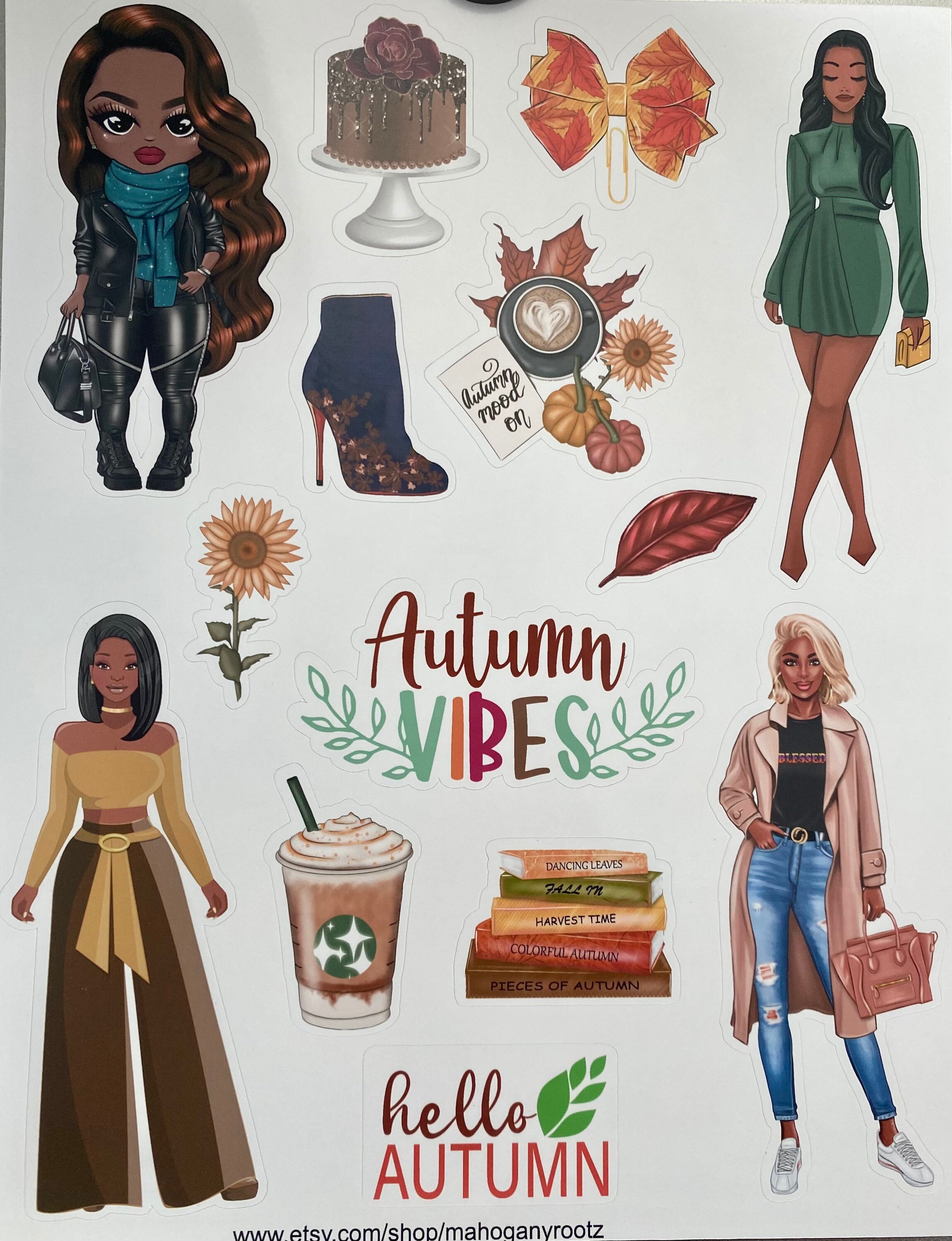 Fall Stickers-bonus Packafrican American Stickersautumn | Etsy