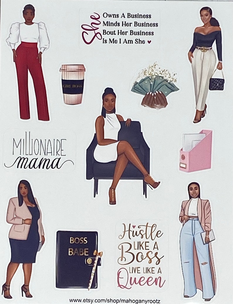 African American Boss Babe Sticker Bundle girl Bossblack - Etsy