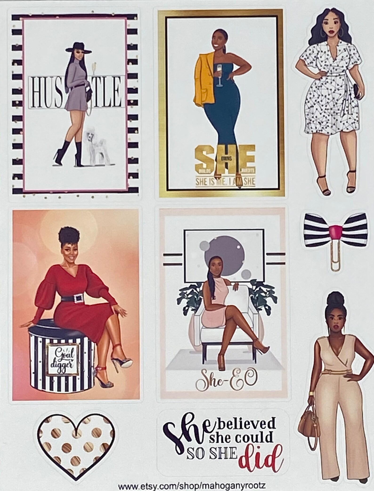 African American Boss Babe Sticker Bundle girl Bossblack - Etsy