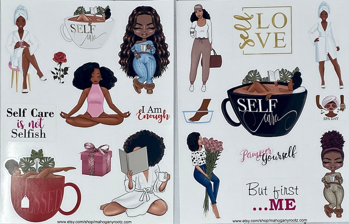 Self-care Stickers self-love African American Stickers - Etsy