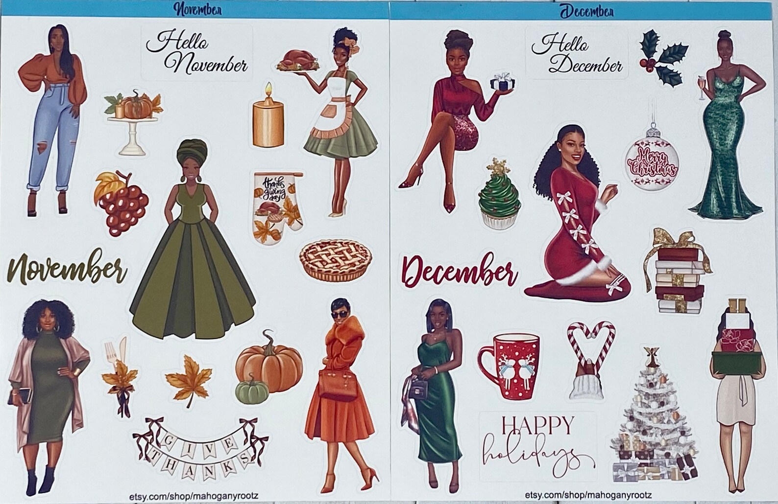African American Yearly Stickerssticker Bundleblack Girl - Etsy