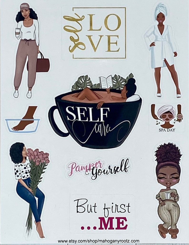 Self-care Stickers self-love African American Stickers - Etsy
