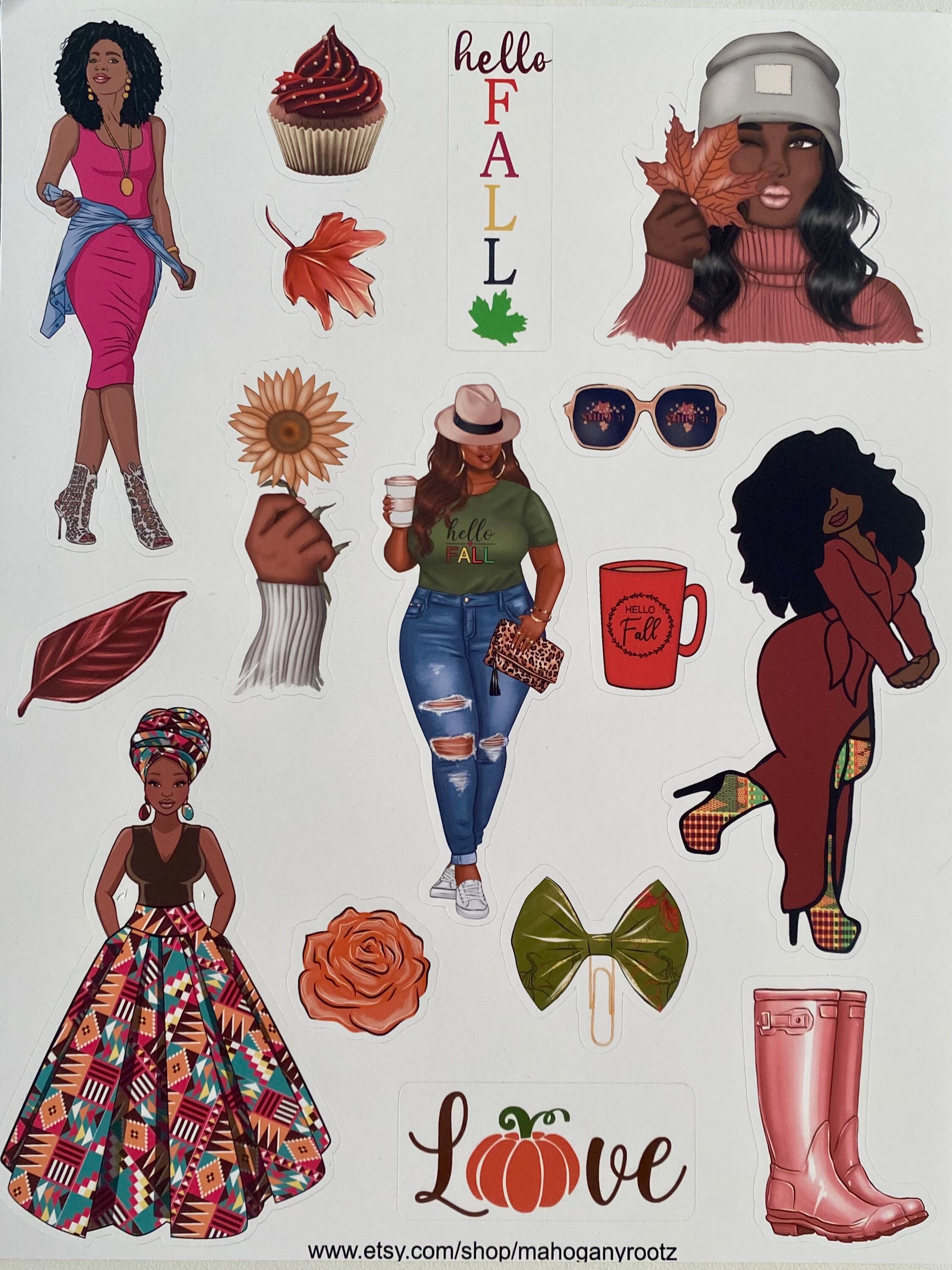 Fall Stickers-bonus Packafrican American Stickersautumn | Etsy