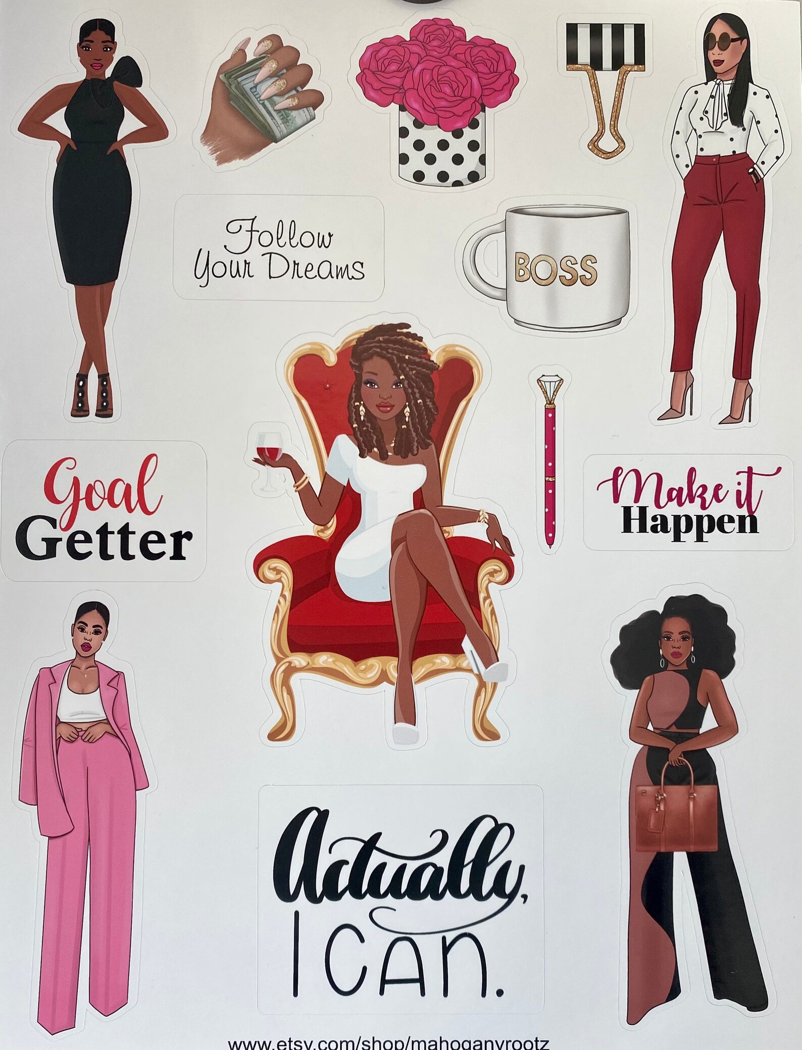 African American Boss Babe Stickers Girl Bossblack Girl - Etsy