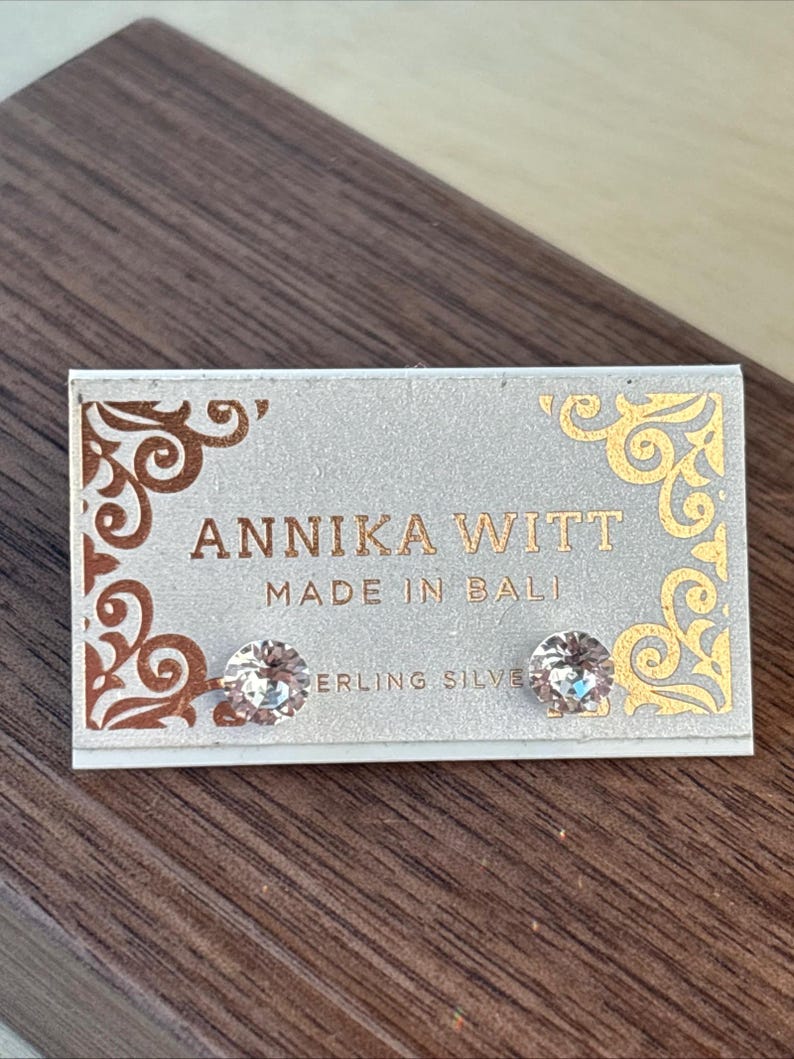 Annika Witt Made in Bali .925 Sterling Silver Clear Stone Stud Earrings ...