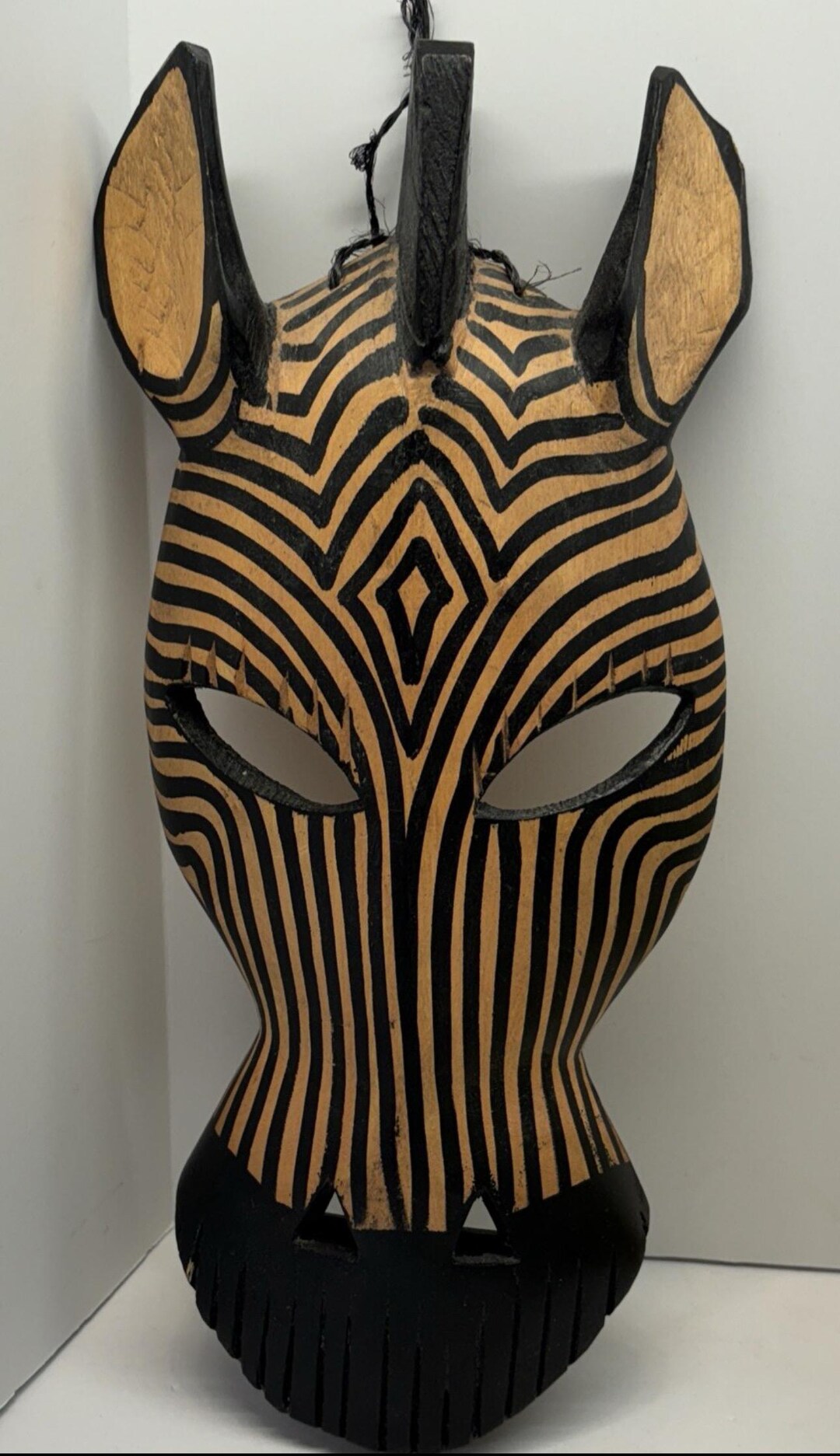 Wooden Hand-carved Wood Zebra Mask Wall Hanging 14 1/2” African Safari ...