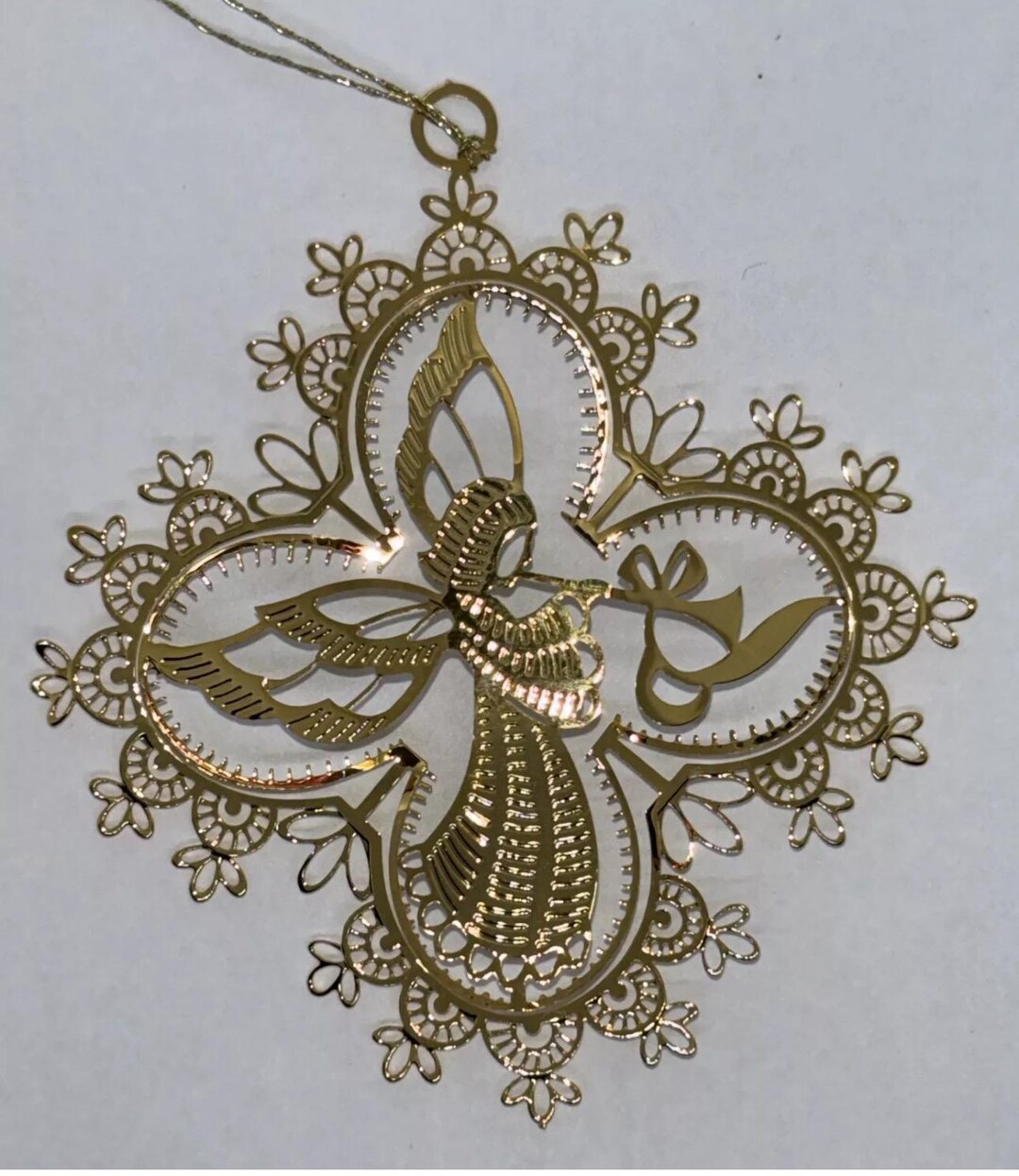 Vintage Winterlace by Tamerlane Gold 3D Cut-out Metal Angel Christmas ...