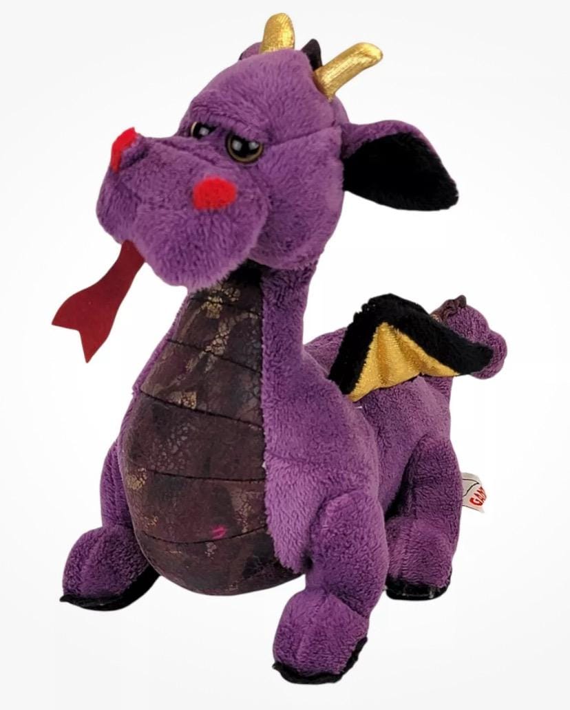 Ganz Webkinz Emperor Dragon Plush Purple Stuffed Animal Wings Horns ...