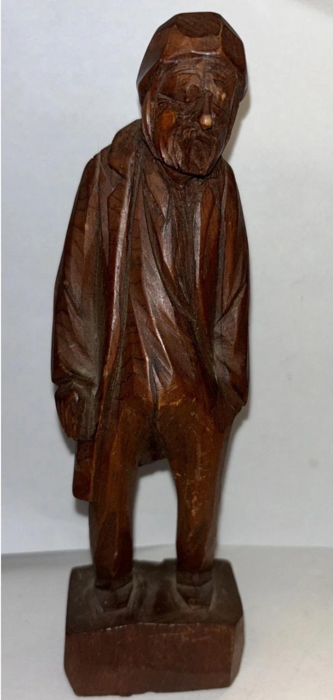 Vintage Signed CARON Hand Carved Wood Old Man Canada Folk Art Sculpture ...