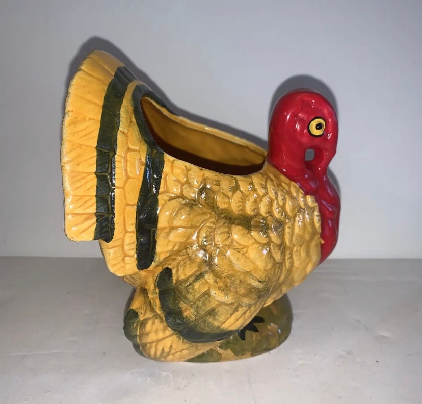 VTG Relpo T851 Ceramic Turkey Planter 4 1/2” Thanksgiving Autumn Fall ...