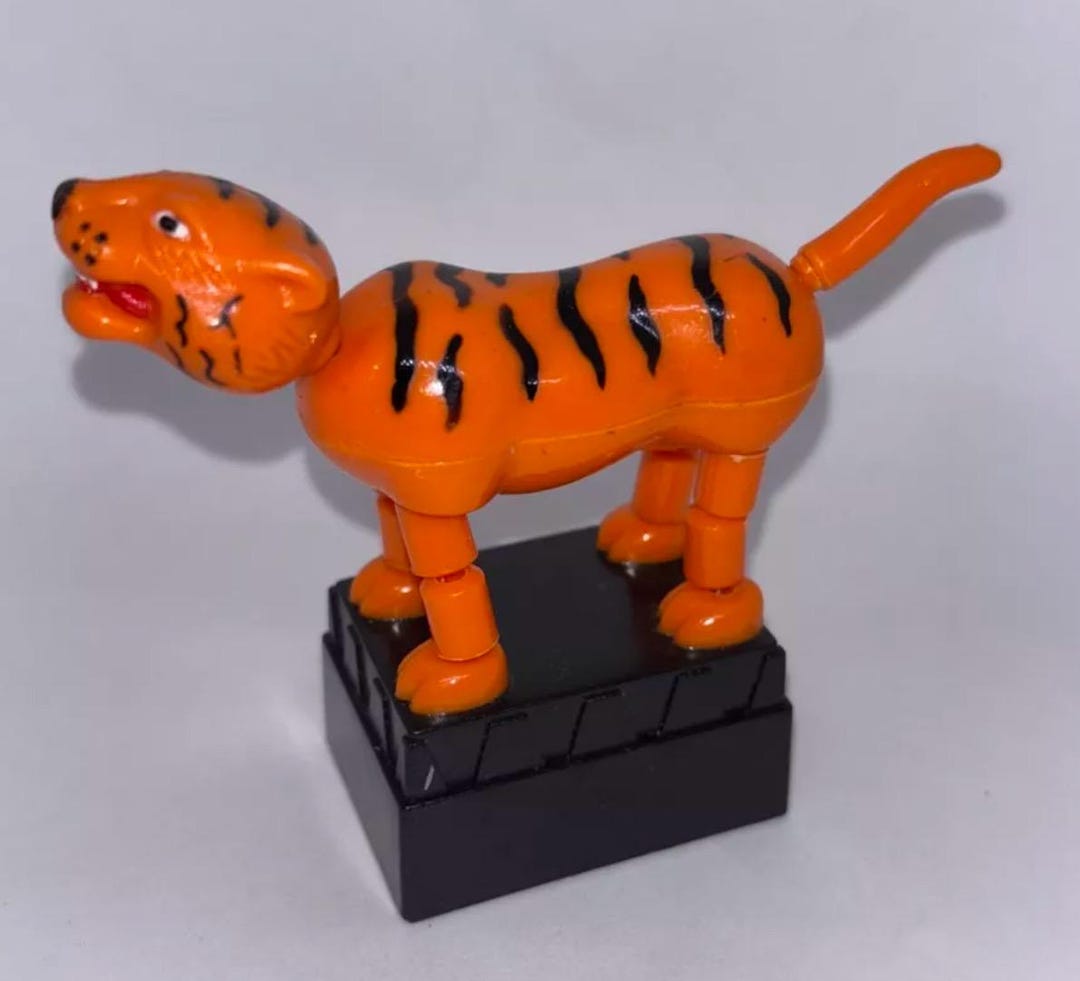 Vintage Tiger Thumb Push Button Puppet Collapsible Toy Plastic - Etsy