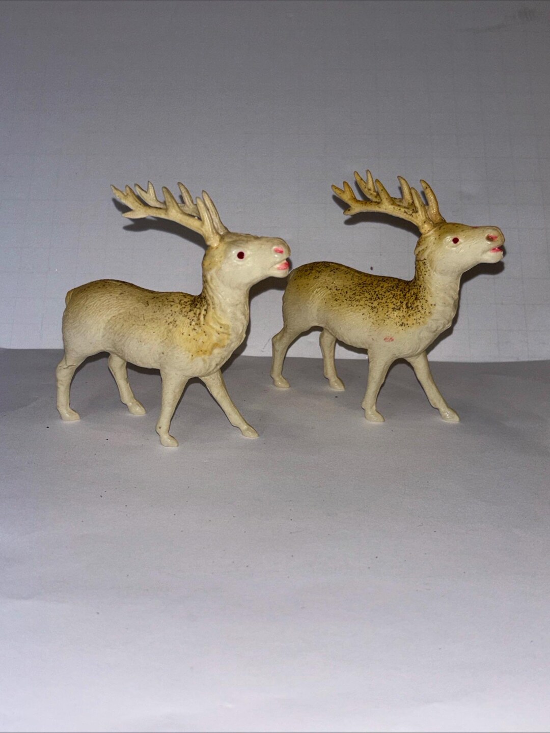 2 Vintage Christmas Celluloid 1940's Reindeer Deer Made in Occupied ...