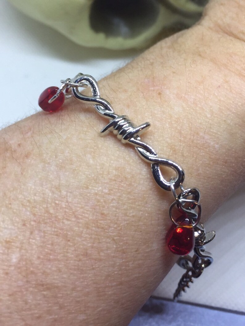 Barbed Wire Bracelet With Blood Drip Beads - Etsy